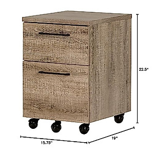 South Shore Interface 2-Drawer Mobile File Cabinet, Vertical, Weathered Oak