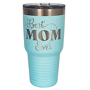 JennyGems Mom Gifts, Gift for Mom, Laser Engraved Mom Tumbler with Slide Lid 30oz, Teal