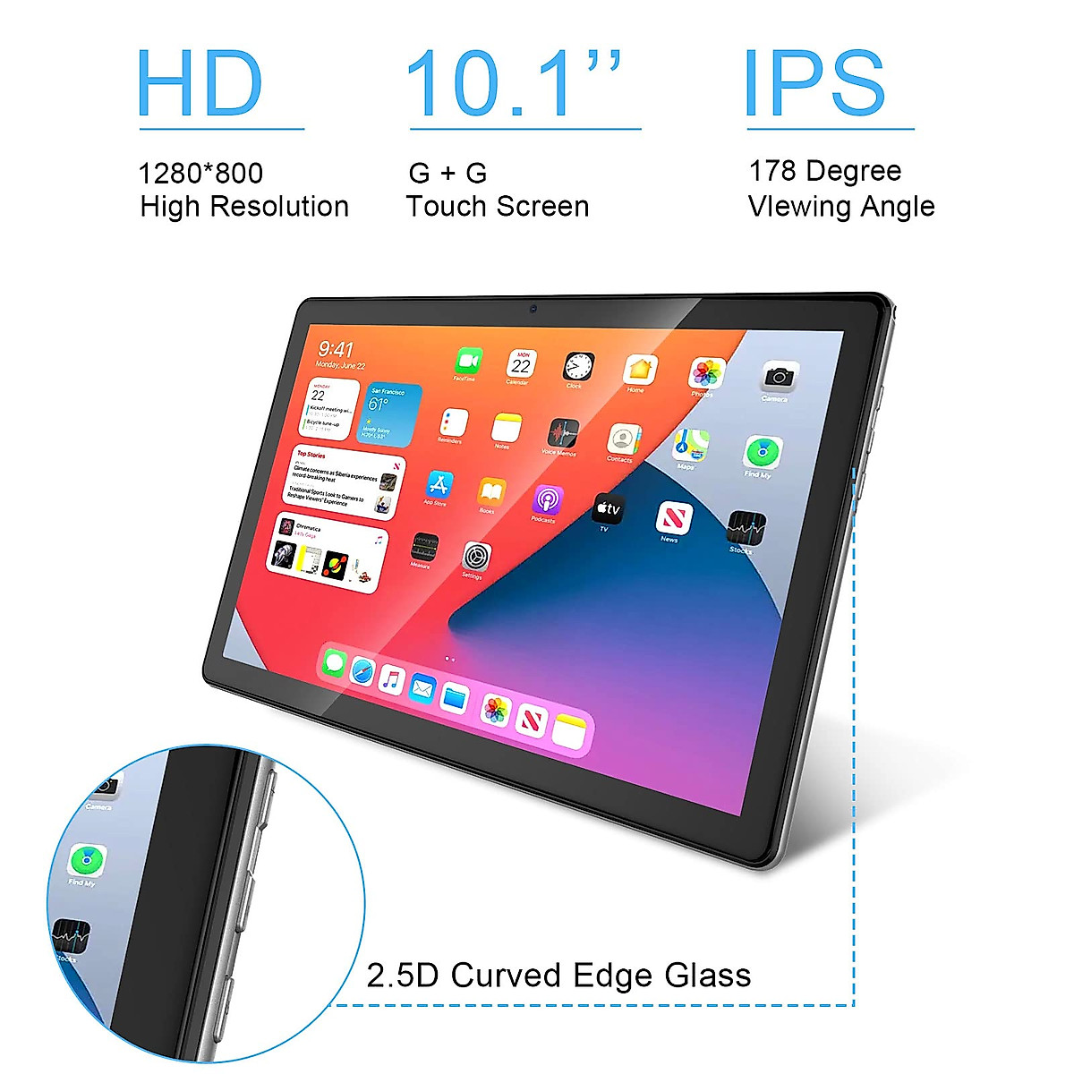 KAKTIN Tablet 10 inch Android Tablet,1080p HD Touchscreen Tablet,2.4G WiFi Tablets,Quad-Core Processor,32GB Storage,2G RAM,6000mhA Long Battery Life, Android 11 OS,Grey