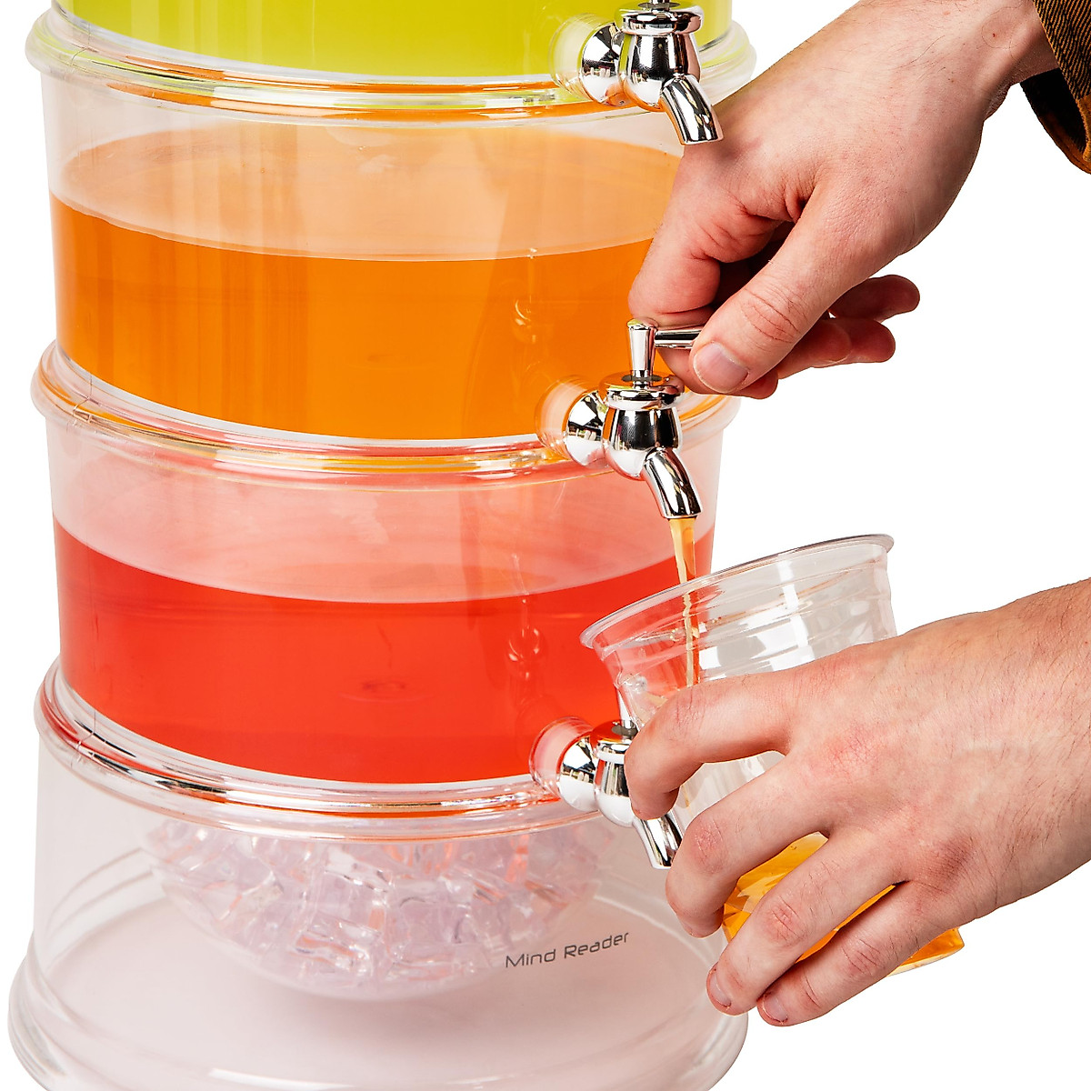 Mind Reader Drink Parties, Beverage Tower Dispenser Punch, Sangria, Ice Bucket, Acrylic, 9" L x9 W x20 H, 9"L x 9"W x 20"H, Clear