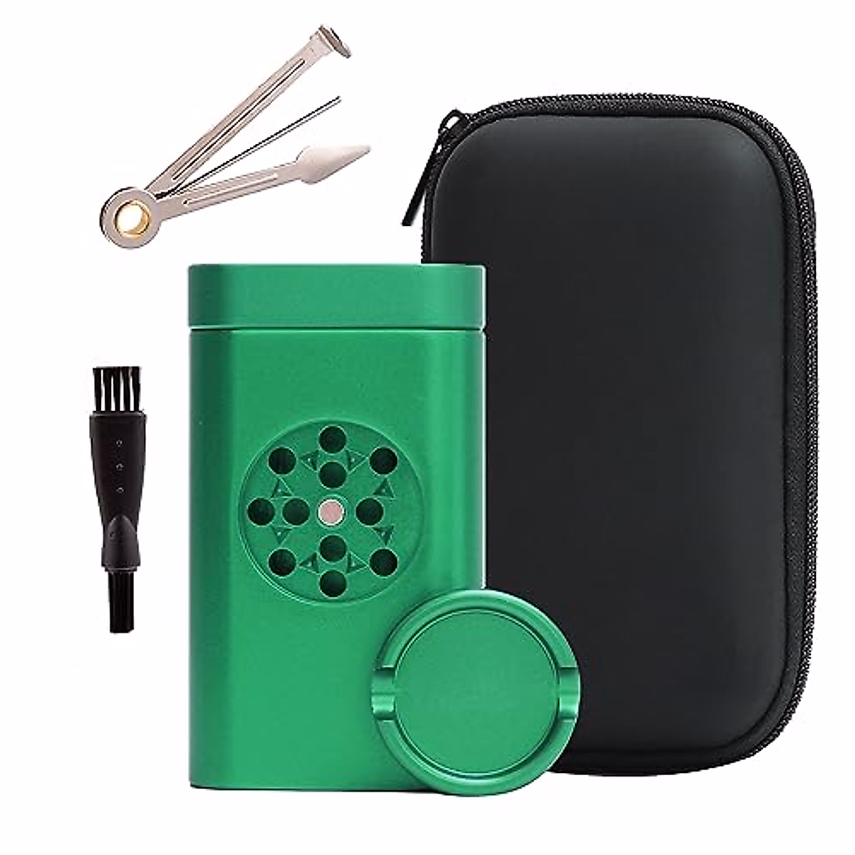 VICKDGE Portable Grinder Container Box, Large Capacity Storage Box with Magnetic Lid, Best Travel Kit, Green