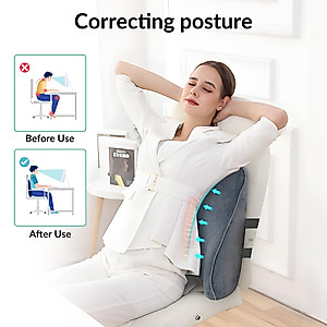 Snailax Heated Lumbar Support Pillow for Office Chair, Back Support Pillow for Car with Vibration, Chair Support for Lower Back, 3 Heat Levels & 3 Massage Modes, Back Massager with Heat, Gifts