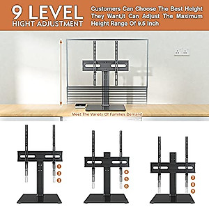 Universal Swivel TV Stand - Table Top TV Stand for 27-60 inch LCD LED TVs - Height Adjustable TV Base Stand with Tempered Glass Base & Wire Management, VESA 400x400mm HT06B-002