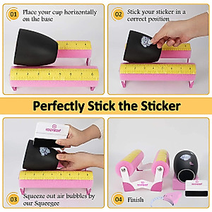 OMPERIO Cup Cradle for Crafting Tumbler, Cup Cradle for Tumblers with Felt Edge Squeegee to Apply Vinyl Decals with Measurements for Mugs (Pink)