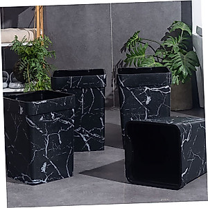 JOINPAYA Marble Trash Can Bathroom Trash Can Garbage Can Farmhouse Trash Square Waste Bin Trash Basket Black Bins Counter Trash Can Trash Bin Plastic Container Office Outdoor