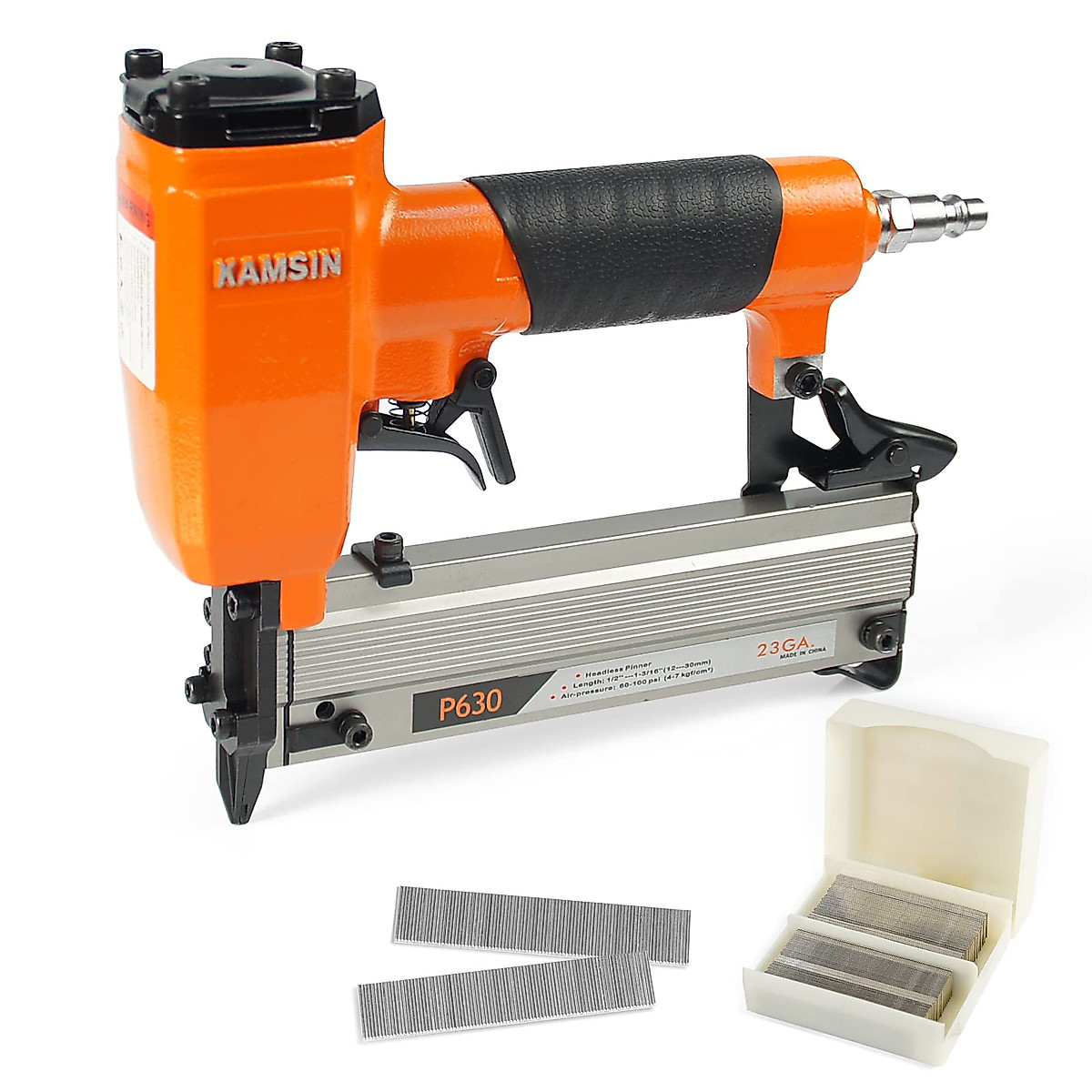 P630 Pin Nailer with 9,000PCS Stainless Steel 1/2" Pin Nails, 23 Gauge 3/8 Inch to 1-3/16 Inch Pneumatic Micro Pin Nail Gun with Safety Trigger