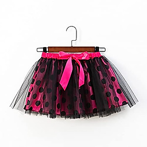 Running Short Pants for Baby Kids Girls Ballet Skirts Dress Party Dot Patchwork Colour Tulle Dance (Hot Pink, 2-4 Years)