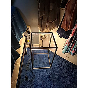 Huaguang LED End Table with Lamp, Bedside Nightstand Coffee Table Decorative Floor Corner Lamp Shelf, Black Geometric Rectangle Metal Desk Lamp Simple Design for Living Bedroom Home Office Study Room