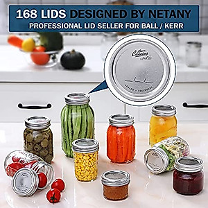 [ 168 Count, REGULAR ] Mouth Canning Lids for Mason Jars - Split-Type Metal Lid for BALL KERR Jar - Airtight Sealed - Food Grade Material