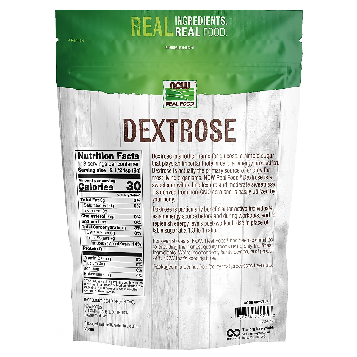 NOW Foods, Dextrose, Pure and Natural Sweetener, Easily Utilized by the Body, Energy Source, 32-Ounce (Packaging May Vary)