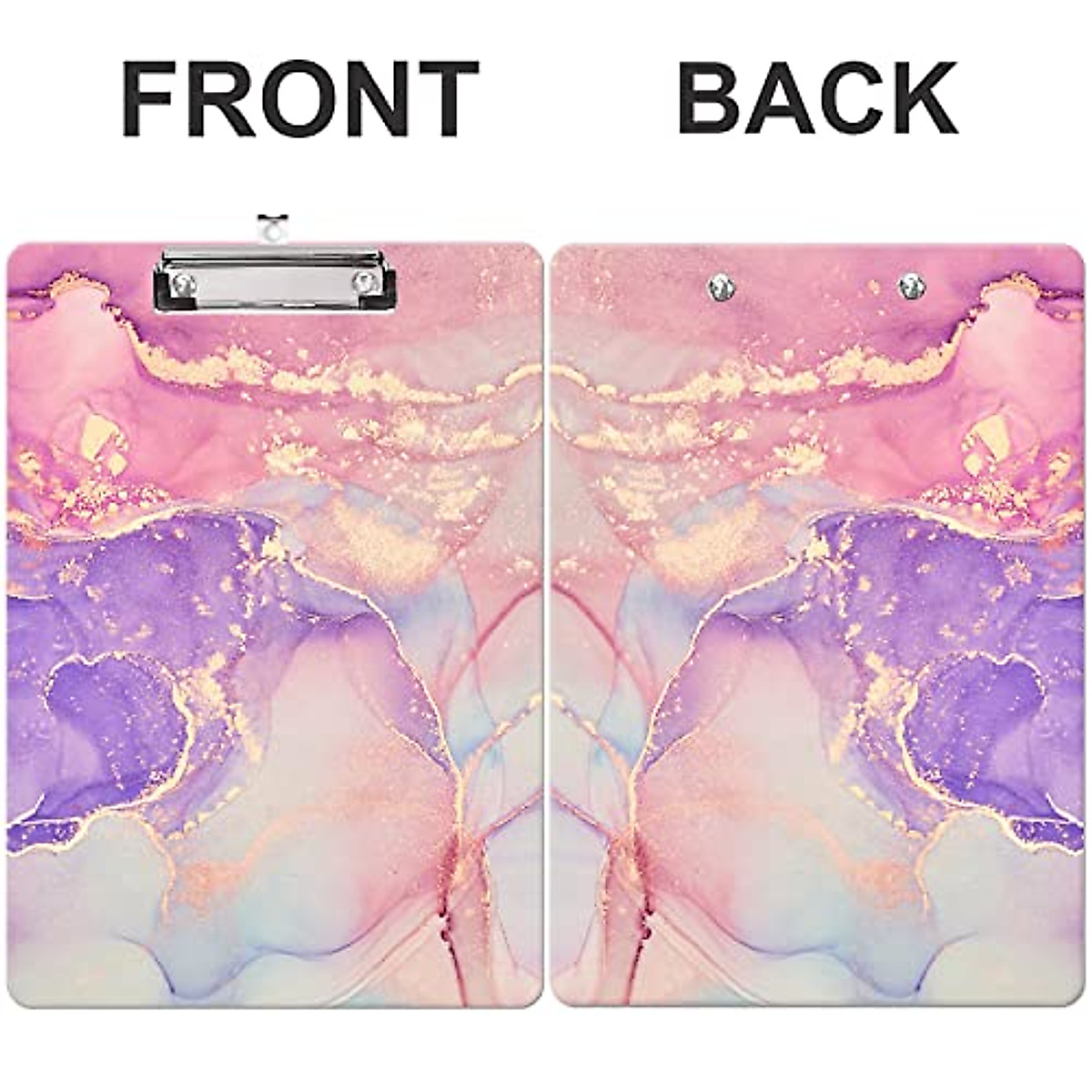 Fashion Clipboard, A4 Letter Size Wooden Decorative Clipboards for Teacher, Nurse, Doctor,Student and Kids, Cute Design for Standard Size 12.2" x 8.9" (C-Pink Purple Marble)