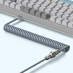 MAGIC-REFINER AK873 Gaming Keyboard,Rainbow Led Backlit,Hot-Swappable,PBT Keycap,75% TKL Layout,Ergonomic Mechanical Keyboard with Custom Coiled USB/Type-C Aviation Cable(Blue Grey/Brown Switch)