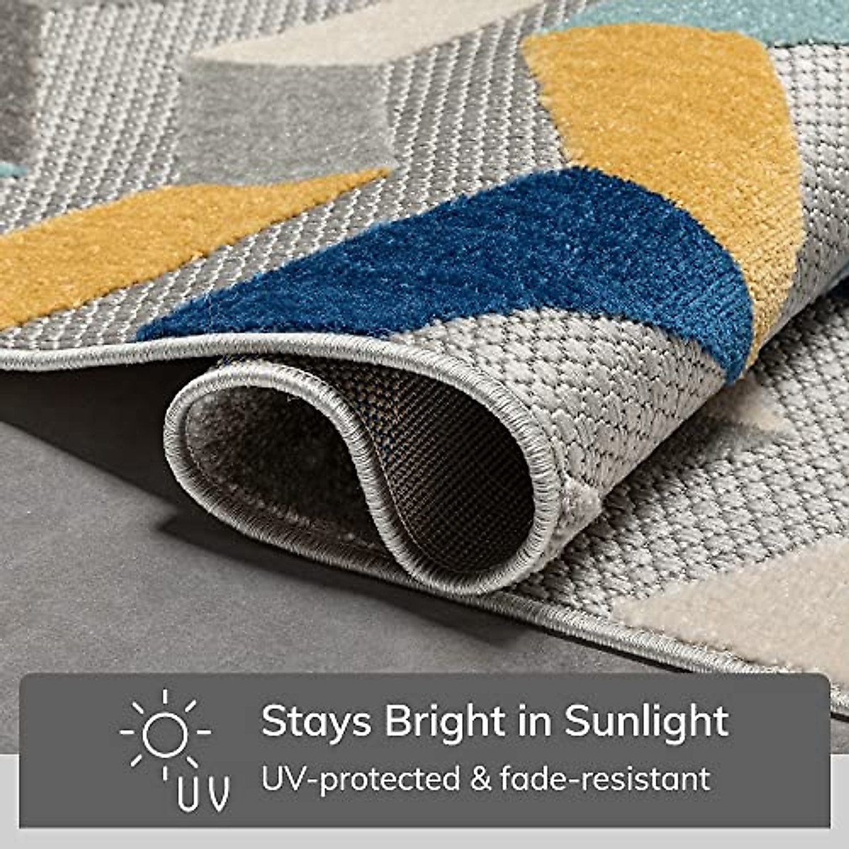 Well Woven Maui Blue Indoor/Outdoor Chevron Area Rug (5'3" x 7'3") High Traffic Stain Resistant Modern Geometric Carpet