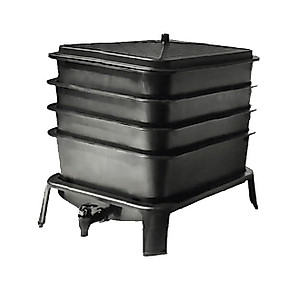 VERMI-FUTURE® Worm Condo Composting Bin, 4 Trays, Black, with Startup Bedding & 3in1 Soil Meter, Ideal for Small Households