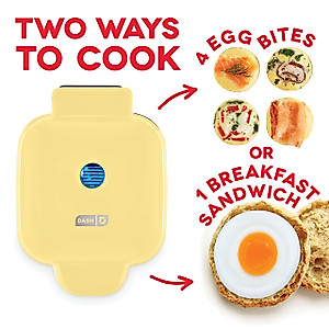 Dash Deluxe Sous Vide Style Egg Bite Maker with Silicone Molds for Breakfast Sandwiches, Healthy Snacks or Desserts, Keto & Paleo Friendly, (1 large, 4 mini) - Pale Yellow