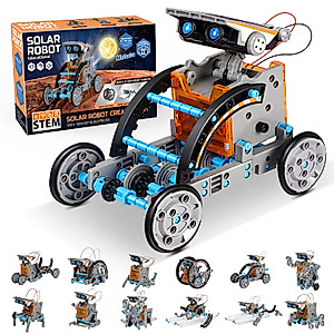 mababa 12-in-1 Solar Robot Building Kit for Kids, STEM Educational Creation 190-Piece Kit with Solar Powered Motorized Engine and Gears for Boys and Girls Ages 8-12.