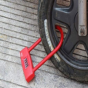 ZAIHW Heavy Duty Combination Bike U Lock Bike Lock Bicycle Heavy Duty Combination U Lock Bike Lock Anti Theft (Color : Red)