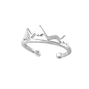 Altitude Boutique Mountain Ring, Snowy Mountain Jewelry for Women, Outdoor Enthusiast Gifts, Adjustable Size (Silver)