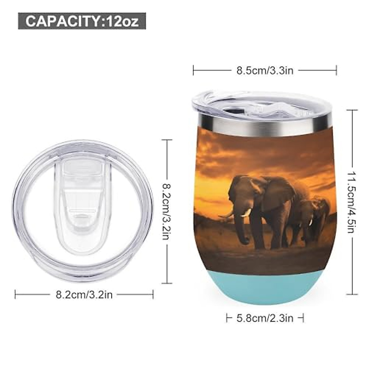 WYUSPGK 304 Stainless Steel Insulated Cup, Sunset Elephant Print Smooth Rim, Durable & Reusable - Perfect for Office, Home, And Travel
