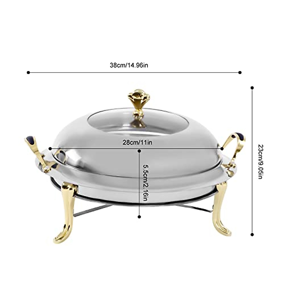 3L/3.17QT Buffet Servers and Warmers, Stainless Steel Circular Chafing Dish Buffet Set with Lid & Chafing Fuel Holder, Catering Buffet Food Warmer for Home Hotels, Buffets, Restaurants