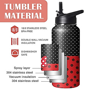 GOODNHAPPY Cute Cartoon Mouse Tumbler with Top Handle and Straw Lid Gift for Boys Girls Water Bottle Travel Kettle Cup for Car Cold and Hot Stainless Steel Double Wall Insulated Mug (bow tie, 32OZ)