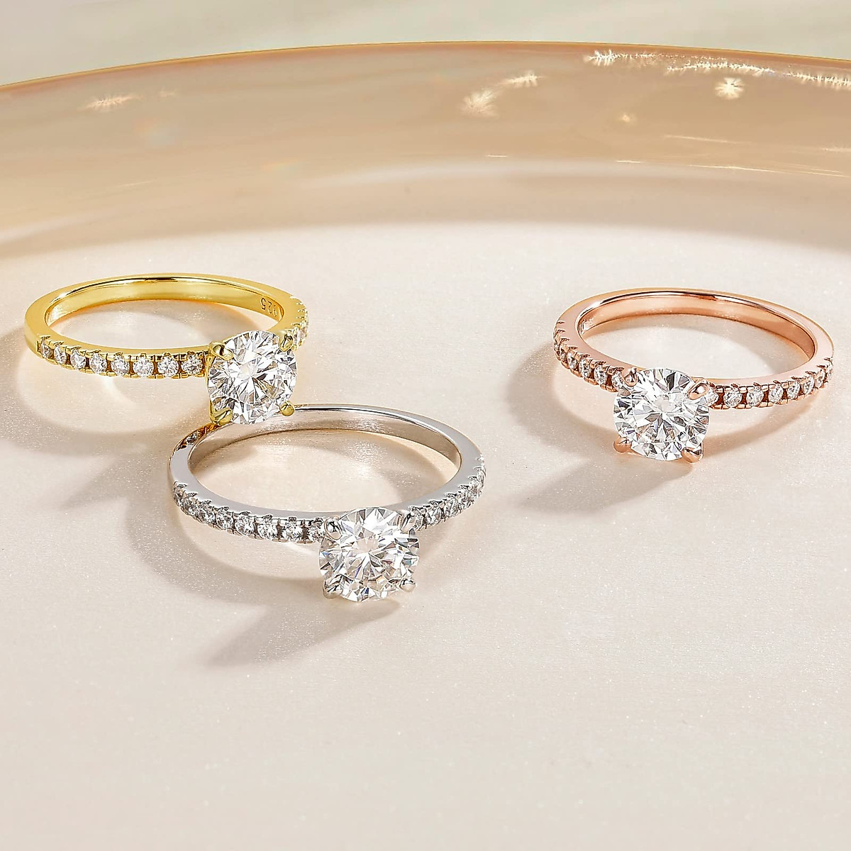 EAMTI 1.25CT 925 Sterling Silver Bridal Ring Sets Round CZ Engagement Promise Rings for Her Cubic Zirconia Wedding Bands for Women Size 9