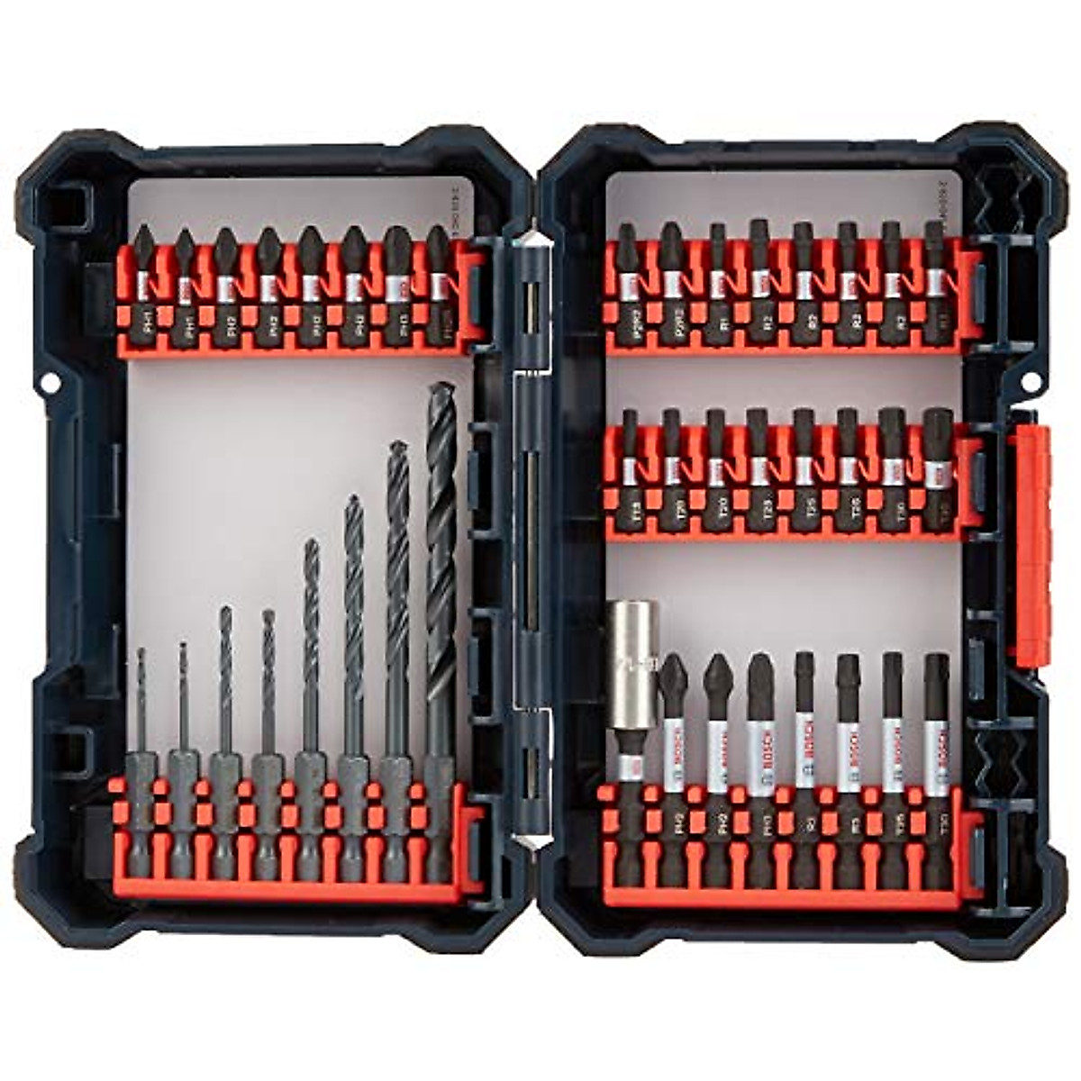 BOSCH PS31-2A 12V Max 3/8 In. Drill/Driver Kit with (2) 2 Ah Batteries and BOSCH DDMS40 40-Piece Assorted Impact Tough Drill Drive Custom Case System Set