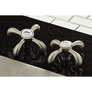 Kingston Brass KB1798TXBS French Country Widespread Kitchen Faucet with Brass Sprayer, Brushed Nickel