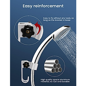 Strong Adhesive and Waterproof Shower Head Holder, Adjustable Handheld Shower Wand Holder Wall Mount Shower Bracket (1 Pack)