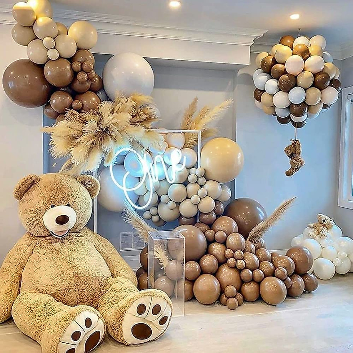 AMZ JHON Brown Balloons Garland Arch Kit Neutral Cream Boho Coffee Double-Stuffed Nude Blush White Gold Balloons for Baby&Bridal Shower, Birthday Party, Wedding, Grad, Anniversary Party Decorations