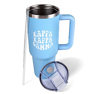 Sorority Shop Kappa Kappa Gamma 40oz Tumbler with Handle - Best Friend Tumblers for Women - Cute Sorority Engraved Tumbler - Insulated Tumblers to Keep Your Drinks Cold or Hot for Hours