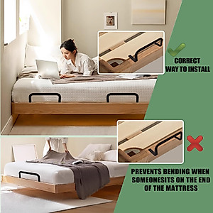 4 Pcs Mattress Slide Stopper, Metal Mattress Retainer Bar for Adjustable Beds, Mattress Holder in Place to Keep Mattress from Sliding, Metal Mattress Stabilizers for Wooden Bed Frame