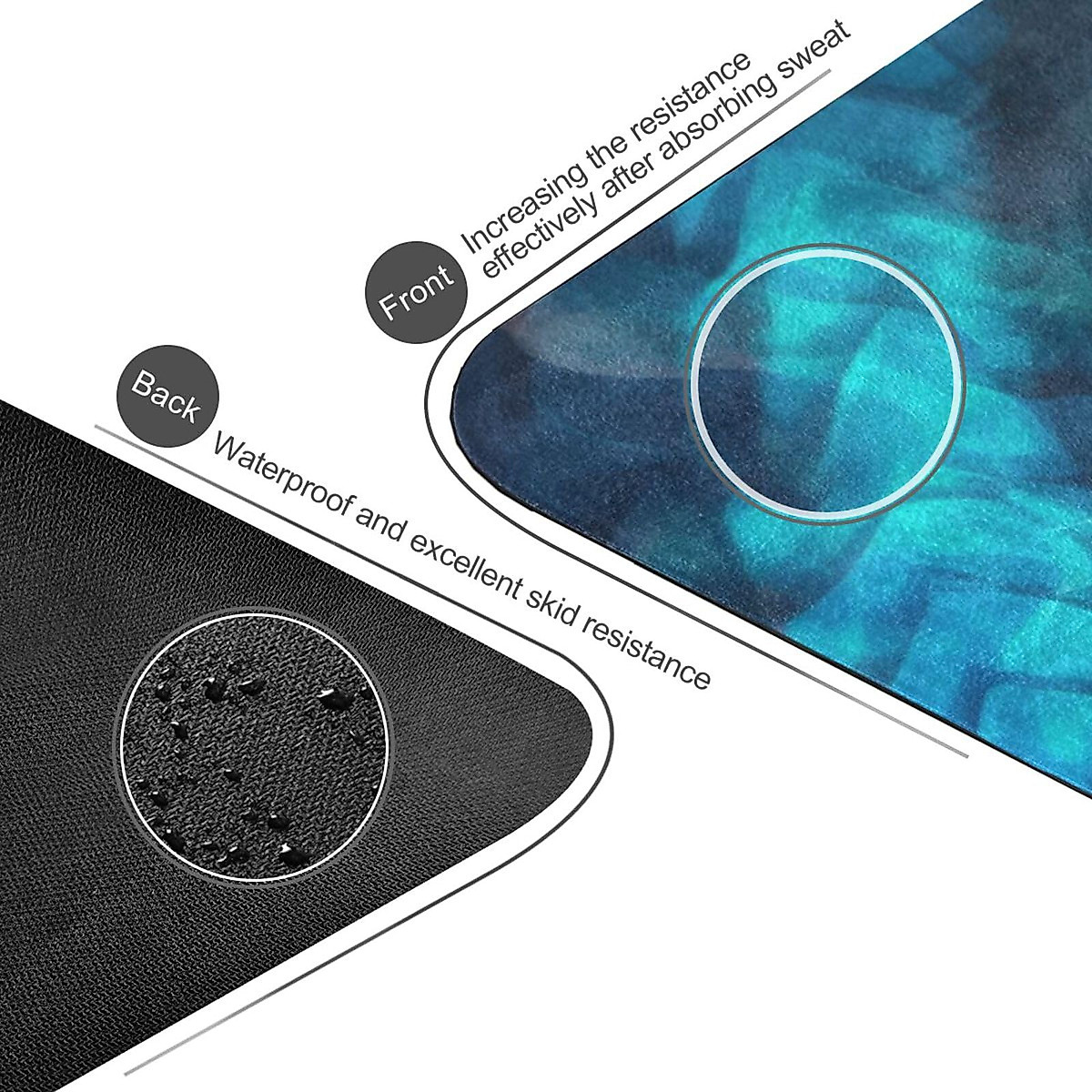 GOODOLD Blue Dragon Yoga Mat, 71 x 26 Inch Non-slip Yoga Mats Folding Travel Exercise Mat Indoor Outdoor Gym Pilates with Storage Bag for Women Men