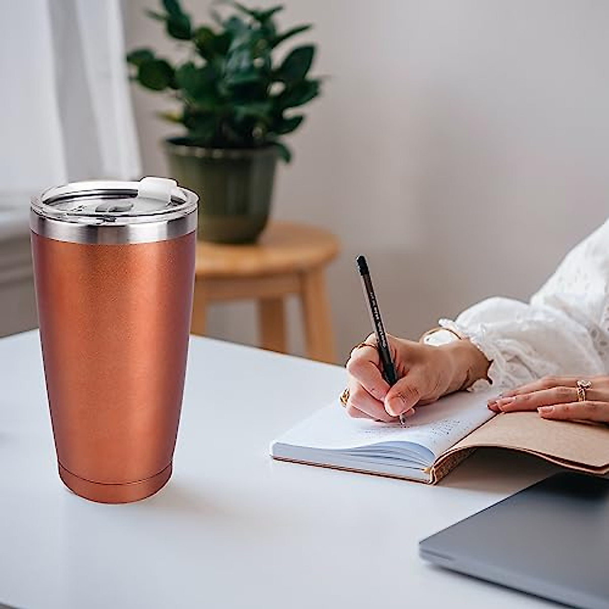 SOLLASY Coffee Tumbler 20 oz Tumbler Travel Mug Insulated Stainless Steel Vacuum Tumbler with Lid Water Glasses Cups for Tea Gifts Hot and Cold Iced Beverages Durable Leak-proof Rose