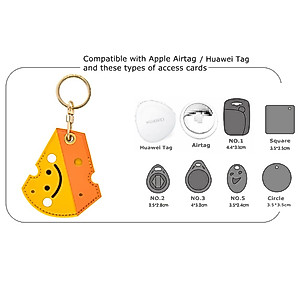 Tomcrazy 2 Pack 3in1 PU Leather Protective Case for Airtag Cover Samsung Galaxy SmartTag Keychain Access Card Keys (1 Cheese & 1 Dumpling)
