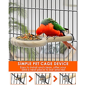 KATUMO Bird Perch Bird Feeding Cup Parrot Wood Perch Stand Toy Bird Cage Accessory for Parakeet Lovebird Conure Budgie Canary Finch Small Parrots