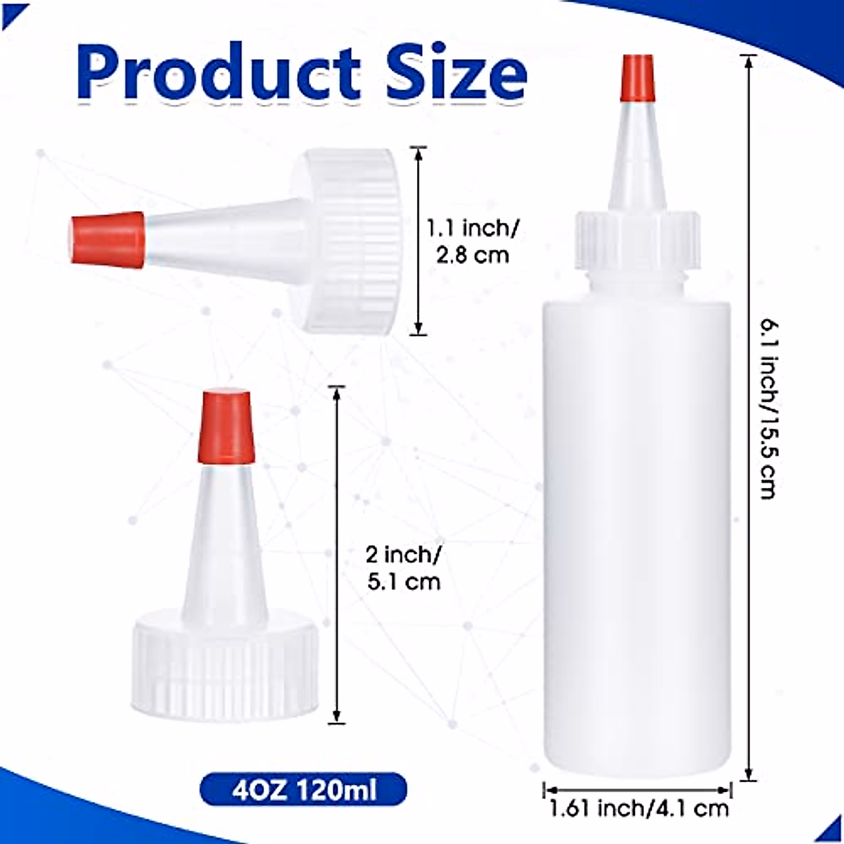 Foaincore 50 Pcs 4 oz Plastic Small Squeeze Bottles BPA Free Empty Squirt Bottle Safe Small Sauce Bottles Ketchup Condiment Bottles Plastic Bottles for Icing, Cookie Decorating, Oil, Arts and Crafts