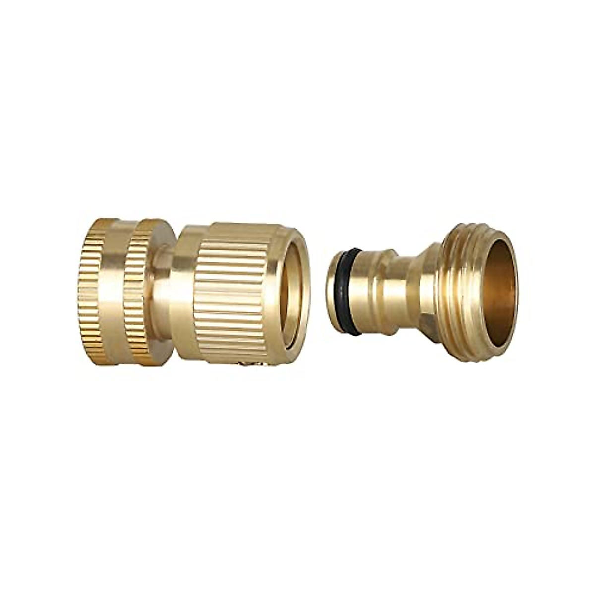 Garden Hose Quick Connect 3/4 Inch, Solid Brass Quick Connect Hose Fittings Male and Female, No Leakage, No Rusting, No Breakage Hose Connector for 3/4" Thread, 1 Set