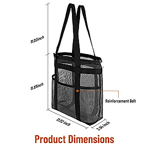 YAWSOUP Mesh Shower Caddy Portable,Quick Dry Hanging Shower Tote,with 4 Pockets,for College Dorm Room Essentials,Beach Shower Bag,Swimming,Gym - Black