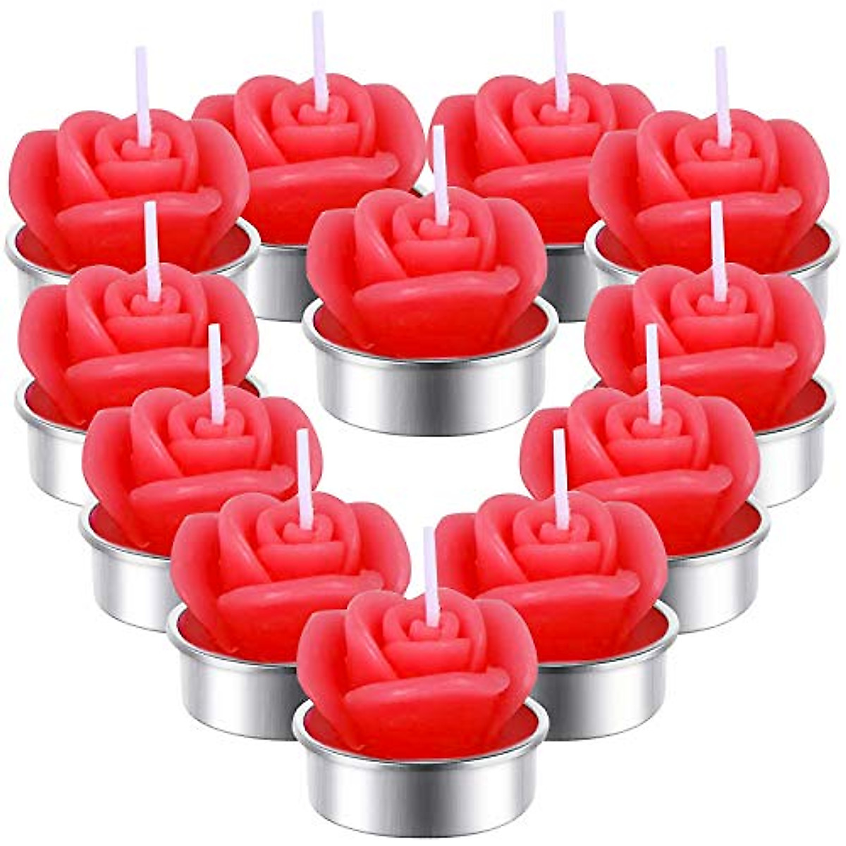 TURNMEON 12 Pack Red Rose Tealight Candles Valentines Day Decorations Rose Flower Candles for Valentine's Day Decoration Home Party Spa Indoor Outdoor Valentines Gift for Her Girlfriend Wife