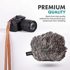 Movo WS-G9 Furry Outdoor Microphone Windscreen Muff for Portable Digital Recorders up to 3" X 1.5" (W x D) - Fits the Zoom H4n, H4n PRO, H5, H6, Tascam DR-40, DR-05, DR-07 and More (Dark Gray)