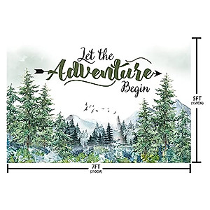 AIBIIN 7x5ft Let The Adventure Begin Backdrop Baby Shower Camper Birthday Wedding Photography Background Mountain Wilderness Adventure Woodland Animal Party Decorations Banner Photo Shoot Studio Props