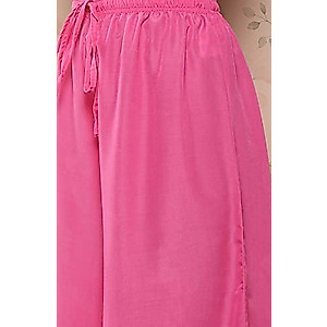 Janasya Indian Women's White Georgette Floral Printed Kurta with Flared Palazzo and Dupatta(J0451-KR-PP-ICH-XXL)