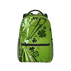 ROSIHODE St. Patrick's Day Shamrocks Backpack School Bookbag for Boys Girls Computer Backpacks Travel Hiking Camping Daypack