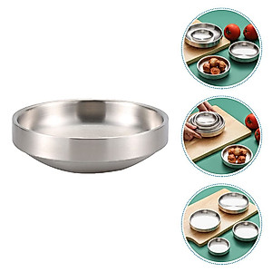 Hemoton Asian Snacks Soup Cereal Bowls Stainless Steel Double- wall Vacuum Insulated Bowl Korean Seasoning Plate Kimchi Dish Cold Dishes Container Appetizer Plates Size S Snack Container