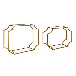 Kate and Laurel Ciel Modern Glam Metal Wall Shelf Set, Set of 2, Metallic Gold, Elegant Wall Decor and Storage