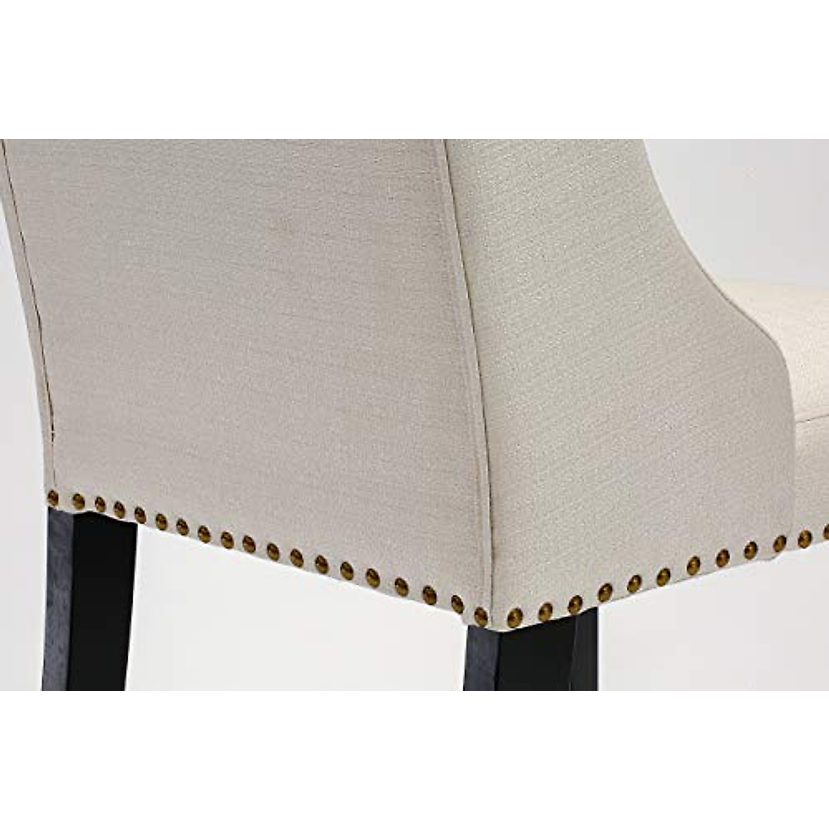 East West Furniture SHFO5-BLK-01 5 Piece Kitchen Table Set for 4 Includes a Round Dining Room Table with Pedestal and 4 Cream Linen Fabric Upholstered Chairs, 42x42 Inch, Black