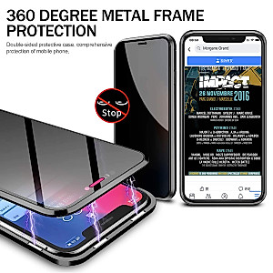 Anti-peep Magnetic Case for iPhone XR,Anti Peeping Magnetic Adsorption Double-Sided Privacy Screen Protector Clear Back Metal Bumper Antipeep Anti-Spy Phone Cases Cover for iPhone XR-Black