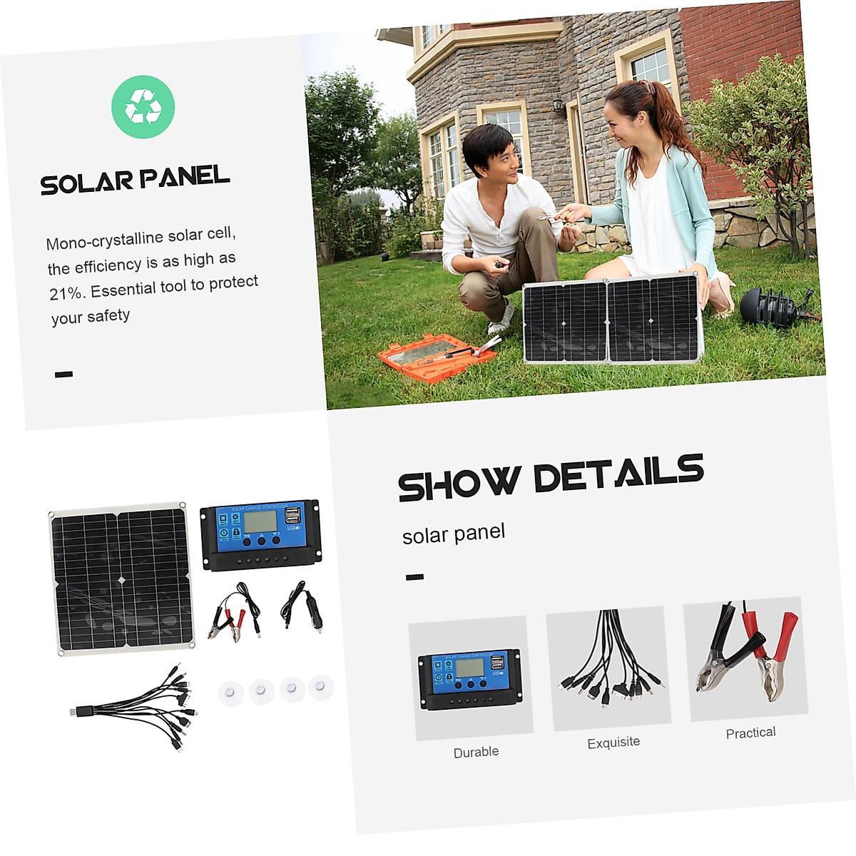 1 Set Solar Panel Controller Set Solar Panel with Controller Crystal Silicon Solar Cell Panel car Chargers Battery for car crystalline Solar Panel Mono Solar Panel Solar Charger v5