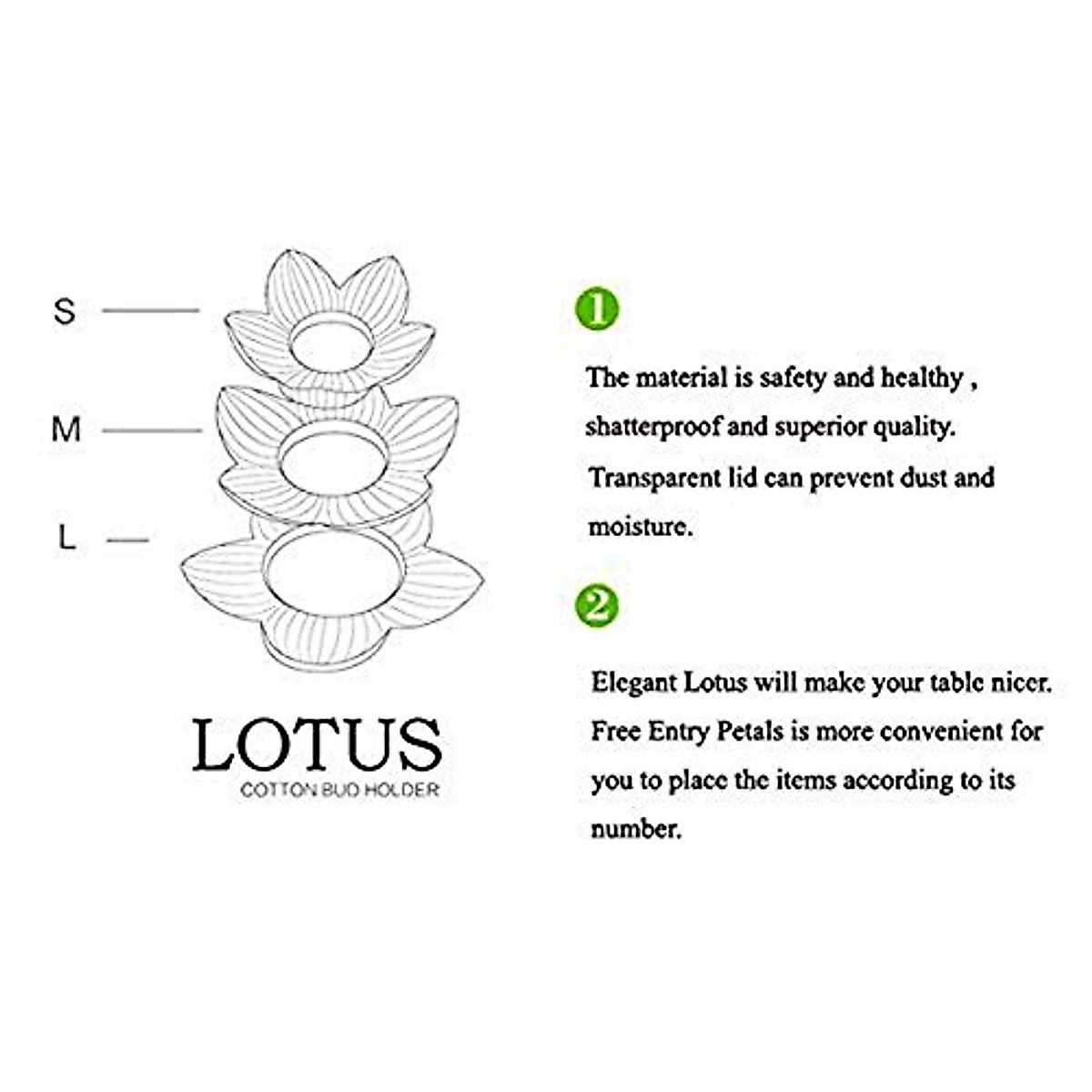 Koiugayk 2X Cotton Swab Holder,Lotus Style Cotton Bud/Small Q-tips/Toothpicks Brushes Holder, Box Case Storage Organizer Jar,Clear Lid Dustproof Cover